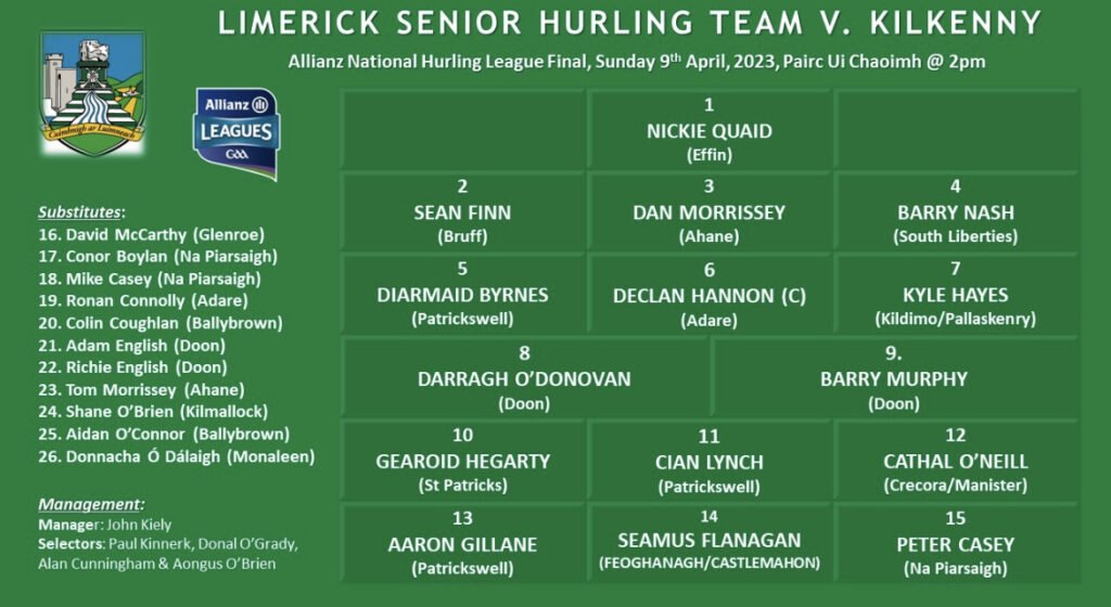 Limerick Senior Hurling Team & match panel for Allianz League Final v ...