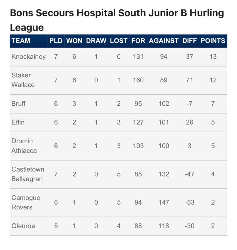Take a look at the Bon Secours Hospital Limerick, South Junior B ...